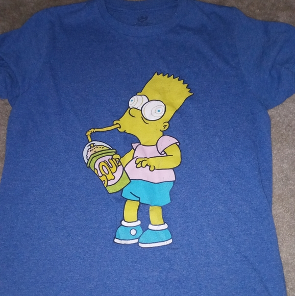 the simpsons | Shirts | The Simpsons Blue Shirt Crewneck Bart Simpson ...